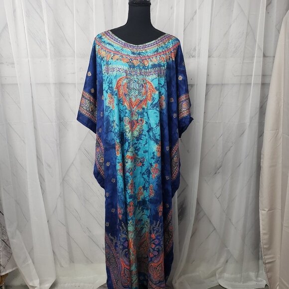 Sante | Intimates & Sleepwear | Vtg Sante Blue Red Paisley Floral Boho ...